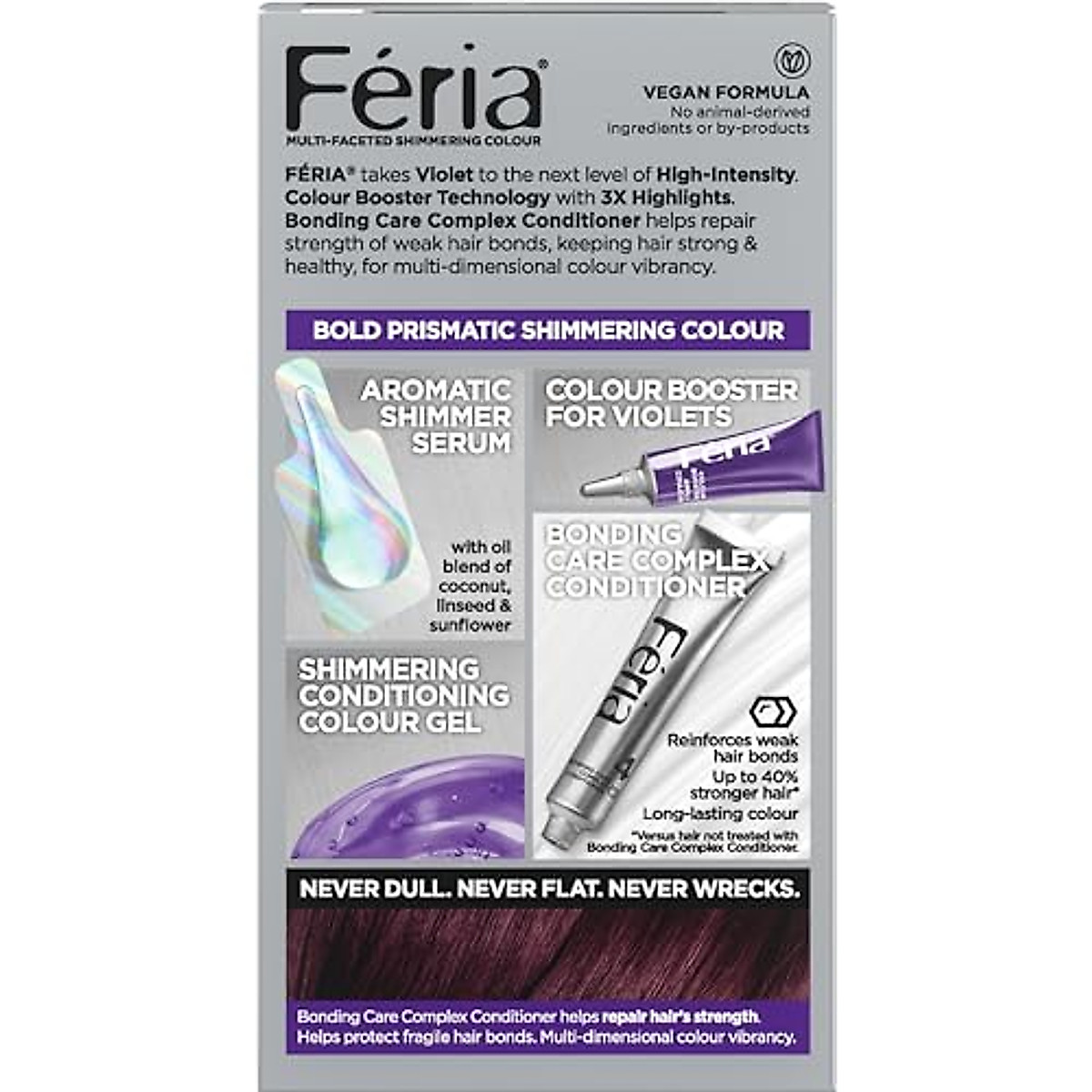 L'Oreal Paris Feria Multi-Faceted Shimmering Permanent Hair Color Hair Dye, V38 Violet Noir (Intense Deep Violet)
