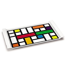 Tea Tray - Mondrian Inspired Lattice Pattern - Melamine Material - 18.82"L x 11.69"W x 1.18"H