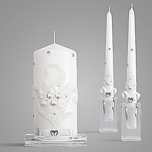 Unity Candles for Wedding Ceremony Set of 3 - Unity Decorative Wedding Candle - 6" Pillar and 2 10" Tapers Candles - Ceremonial Candles Wedding Table Centerpiece - Velas Decorativas para Boda