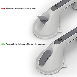 LORESJOY Shower Handle 19 inch Grab Bars for Bathtubs and Showers, Support Handicap Elderly Suction Grab Bars Balance Assist, Bath Handles with Indicators, Grip Non Safety Hand Rail for Injury,Senior