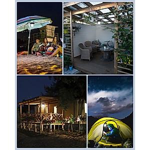 JACKYLED Solar Shed Lights, 3300mAh Hanging Light with Remote Control & 16.4ft Extension Cord for Chicken Coop Gazebo Carport Pergola Garden, 6000K Cool White