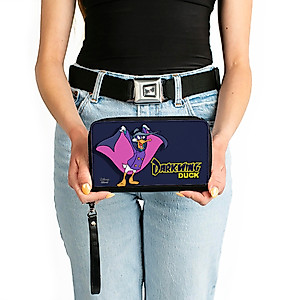 Buckle-Down Women's PU Zip Around Wallet Rectangle-Darkwing Duck, 7.5"x4.5"