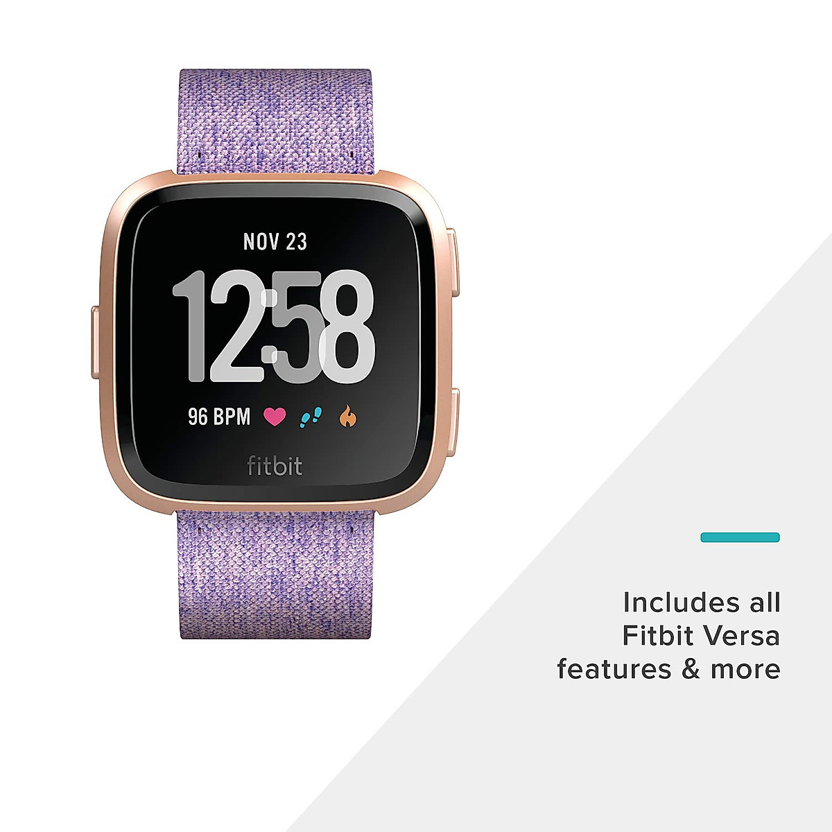 Fitbit Versa Special Edition Smart Watch, Lavender Woven, One Size (S & L Bands Included)
