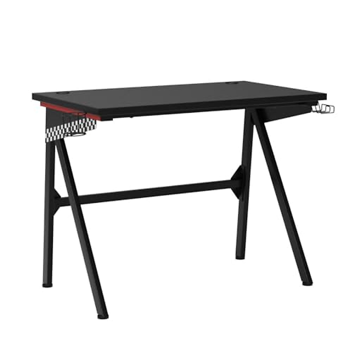 Tangkula Computer Desk Gaming Desk, E Sports Gamer Table, Professional Gamer Workstation with Cup Holder, Headphone Hook, Ergonomic PC Gaming Table, Writing Desk for Home Office (Black)