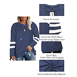 DOLNINE Womens Plus Size Tunic Sweatshirts Long Sleeve Shirts Tops Navy Blue-20W
