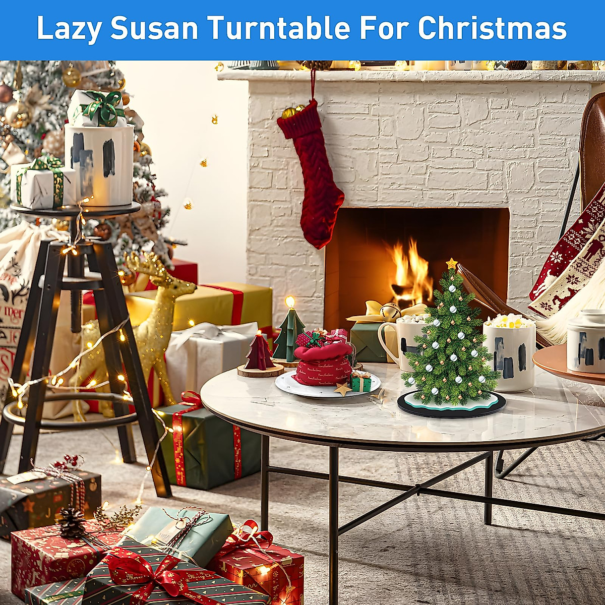 TamBee 6 inch Lazy Susan Turntable Organizer White Acrylic for Spice Rack Table Cake Kitchen Pantry Decorating