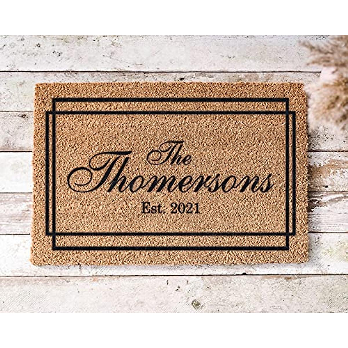Personalized Last Name Coir Coconut Husk Doormat Door Mat 18x30 or 24x36 (18"x 30")