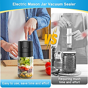 Bunyta Electric Mason Jar Vacuum Sealer Kit - 2000mAh Battery, Enhanced Motor, Compatible with Wide & Regular Mouth Lids, Ideal for Canning & Sealing, Black