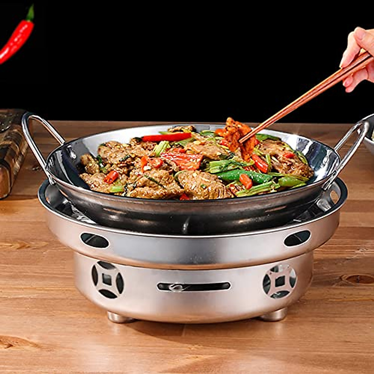 KELUNIS Chafing Dish Buffet Set, Stainless Steel Round Food Warming Tray with Fuel Holder for Parties, Dinners and Catering