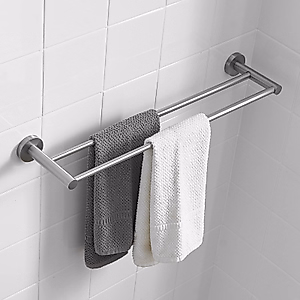 2PCS Double Adjustable Brushed Nickel Towel Bar 17 to 27 Inch, SUS304 Stainless Steel Towel Rack Wall Mounted
