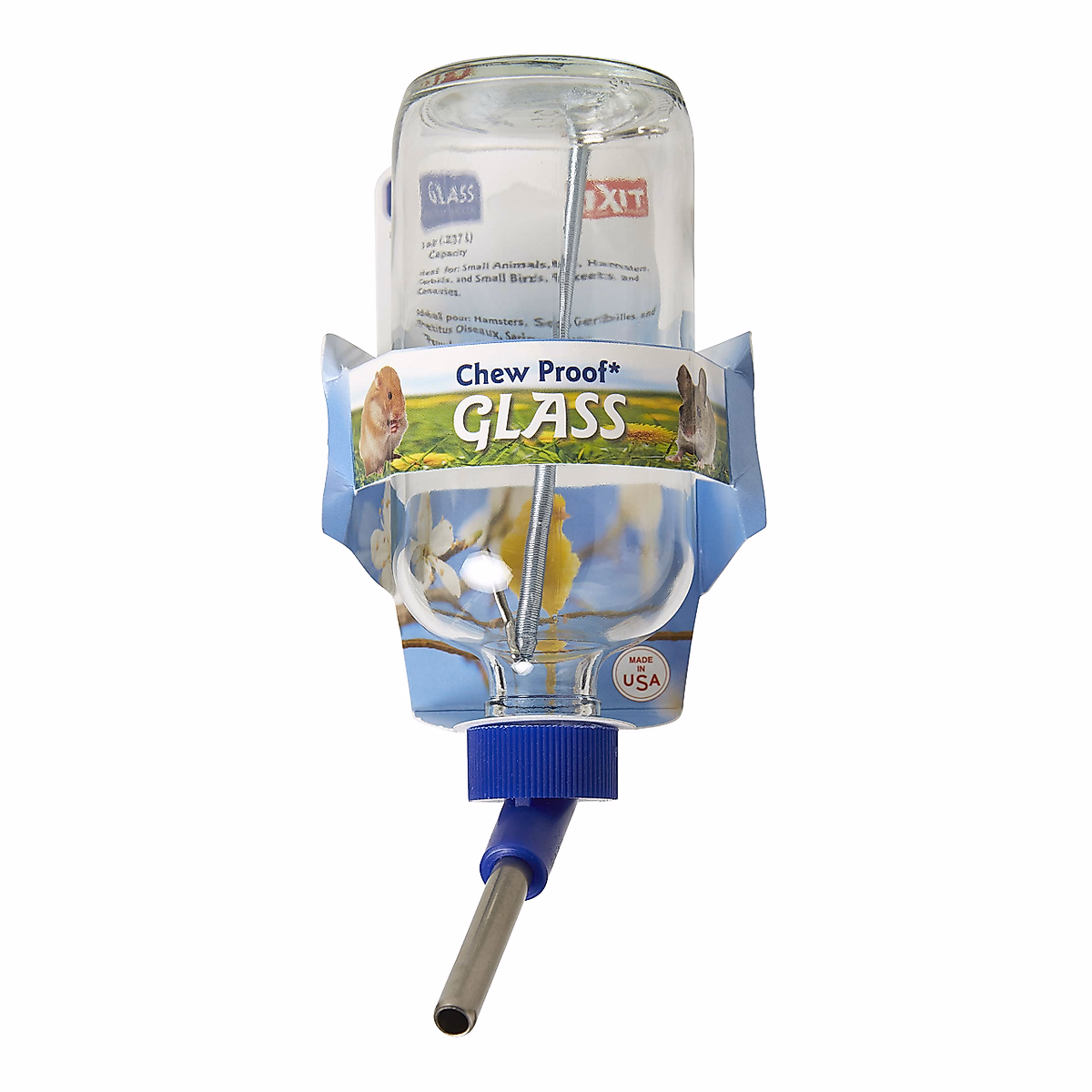 Lixit Glass Water Bottles for Rabbits, Ferrets, Small Birds, Guinea Pigs, Rats, Hamsters and Other Pets (8oz)