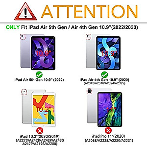 Hepix iPad Air 5th Generation 2022 Pink Purple Flower iPad 10.9 inch Air 4th Generation Case with Pencil Holder 2020, Floral iPad Air 5 Cover for Women, Auto Sleep Wake for A2072 A2316 A2324 A2325