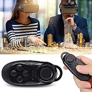Mini VR Remote Controller, Wireless Bluetooth Gamepad, Mobile Phone Selfie Camera Shutter, Flip E Book/PPT/Nook Page, for VR Headset, Phone, TV Box, etc (Black)