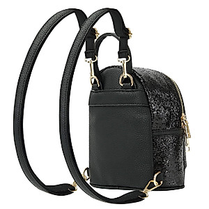 Girls Bling Mini Travel Backpack Kids Children School Bag Satchel Purses Daypack (black rainbow)