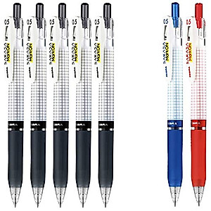 sarasa Mark on Gel ink 0.5mm ballpoint pens ink color (5 Black,1 Blue,1 Red) total 7