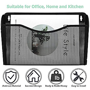 EASEPRES Mesh 3 Pockets File Organizer Hanging File Organizer Vertical Wall File Organizer Holder Rack