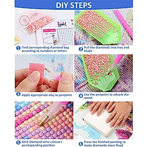 Clendo 2 Pack Stitch Diamond Painting Kits for Adults Beginner, 5D DIY Full Drill Diamond Dots Gem Art Paint with Round for Gifts Home Wall Decor(12x16 inch)