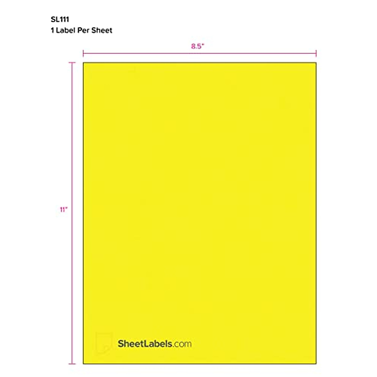 Yellow Sticker Paper, Full-Sheet Labels, All Purpose 8.5" x 11", Laser or Inkjet Printing, No Back-Slit, 25 Labels