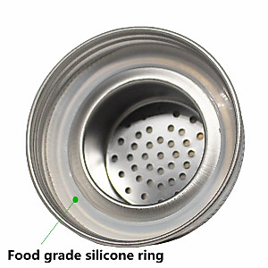 Stainless Steel Mason Jar Shaker Lids with Silicone Seals for Dredge Flour,Mix Spices,Sugar, Salt, Peppers and Any Regular Mouth Mason Jar Canning Jar (4)