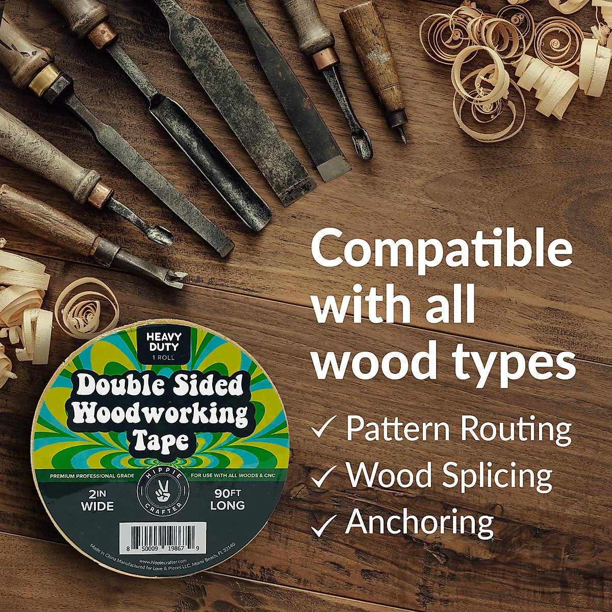 Wide Double Stick Tape Double Sided Woodworking Tape Double Sided 2" inch Wide Wood Tape for Woodworkers CNC Machines Routing Templates Strong Double Sided Tape Heavy Duty Sticky Tape 90 Feet