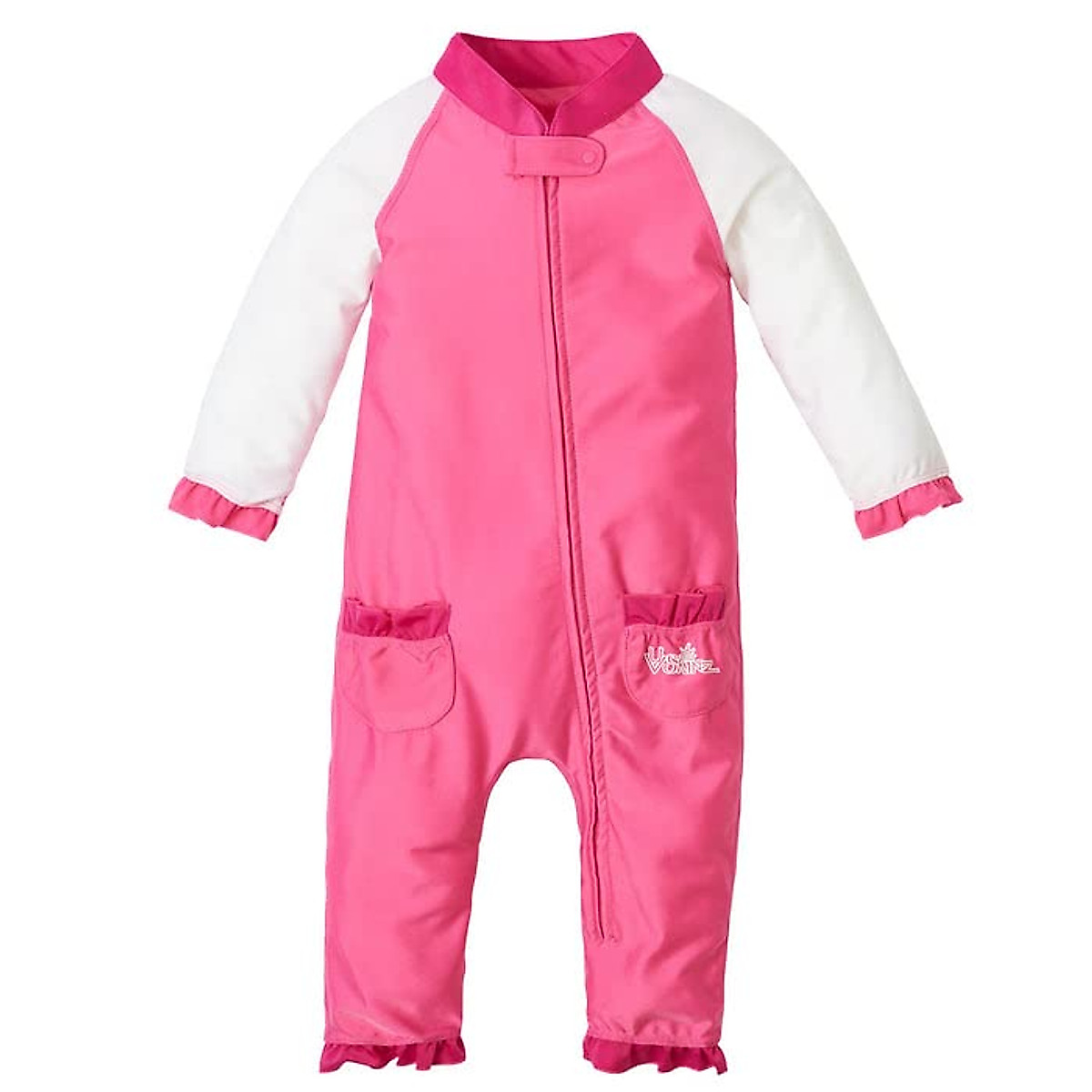 UV SKINZ Baby Girls’ Sun and Swimsuit with UPF 50+ Sun Protection – Full Body Swimsuit for Baby, Baby UV Protection Clothing, Baby Girl Swim Bodysuit - Bubblegum Pink/White - 6/12M