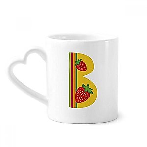 B Alphabet Strawberry Illustration Pattern Mug Coffee Ceramic Drinkware Glass Heart Cup