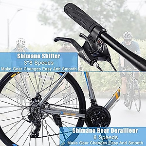 petolovty Hybrid Road Bikes for Men and Women, 700C/28 Inch Road Bikes, 24 Speed Commuter Bike with Sturdy Frame