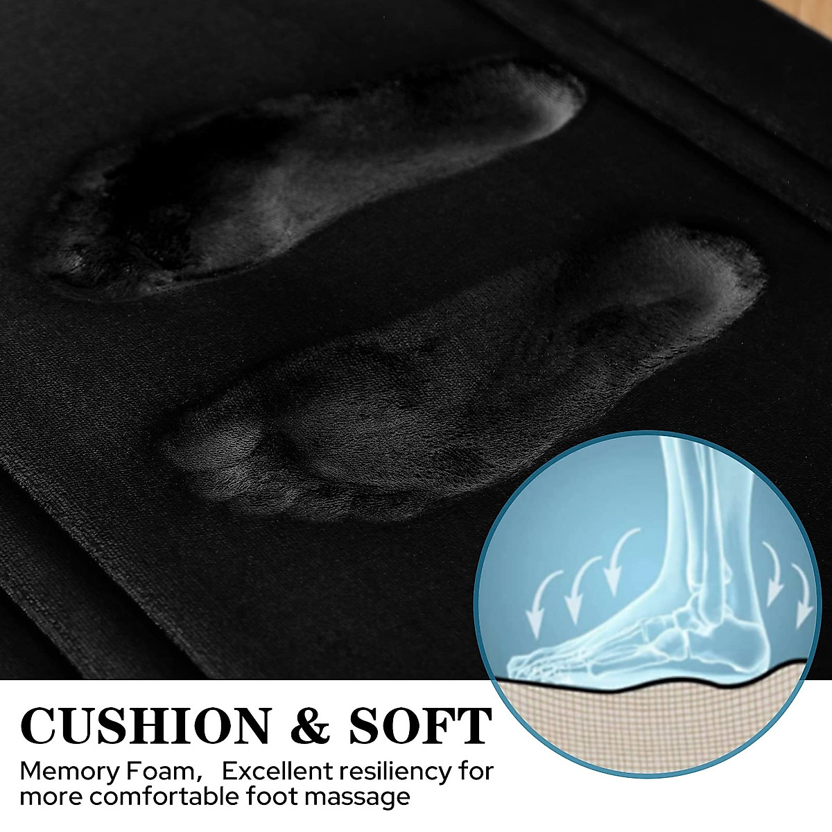 BYSURE Black Memory Foam Bath Mat, Non Slip Extra Soft Absorbent Machine Washable, Bathroom Rugs Sets 3 Piece for Toilet Shower Sink