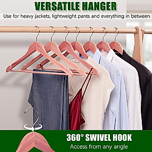 Amber Home 16 Pack American Red Cedar Hangers, Smooth Finish Wood Coat Hangers for Suit Shirt, Aromatic Cedar Clothes Hangers with Swivel Hook & Notches for Dress, Jacket, Pants (Cedar,16)