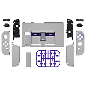 eXtremeRate DIY Replacement Shell Buttons for Nintendo Switch, Soft Touch Back Plate for Switch Console, Custom Housing Case with Full Set Buttons for Joycon Handheld Controller - Classics SNES Style