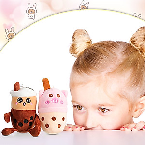 Skylety 8 Pieces 5 Inch Tea Keychain Plush Bubble Tea Key Chain Plush Toy Teacup Milk Tea Plush Stuffed Pendant Bubble Tea Plush for Bubble Tea Lover Kids Teens Party Favors, 8 Styles