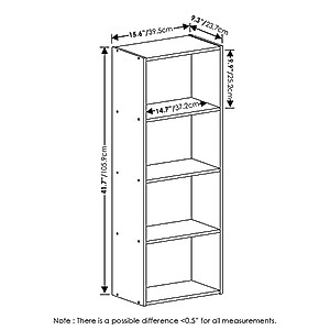 Furinno Luder Bookcase / Book / Storage, 4-Tier, Blackwood