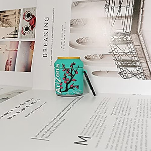 Compatible with Airpods Case 1&2 Arizona, Plum Green Tea Drink Bottle Protective Silicone Cartoon 3D Case for Airpod Blue Soda, Boys Girls Kids Teens Women Funny Case for Airpods 1/2 (Zona Tea)