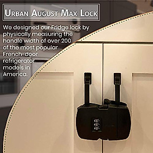 Urban August Premium Refrigerator Lock for Kids Children Toddlers Special Needs - Adjustable Fridge Cabinet Lock with Combination Code - Easy-to-Use Childproof French Door Lock - 1 Pack, Short