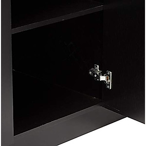 Manhattan Comfort Viennese Collection Mirrored Buffet Cabinet/Dining Console with Compartment Shelves, 62.99" Inches, Black Matte
