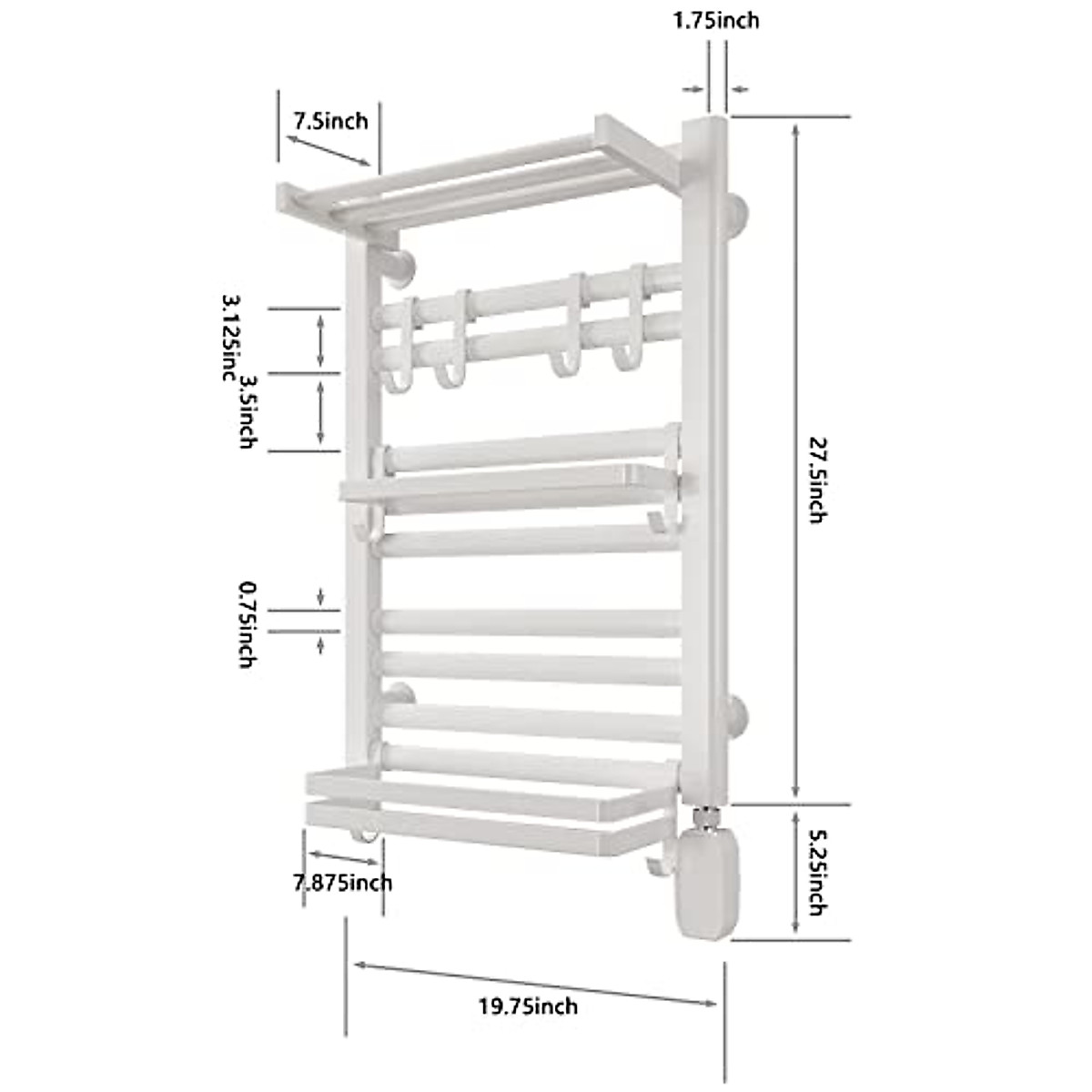 Tonyang.lee Towel Warmer Rack,Towel Warmers for Bathroom,Heated Towel Rack 1-8Hour Timer & 45°-65° Temperature Adjustments, Heated Top Shelf 90° Folding,White