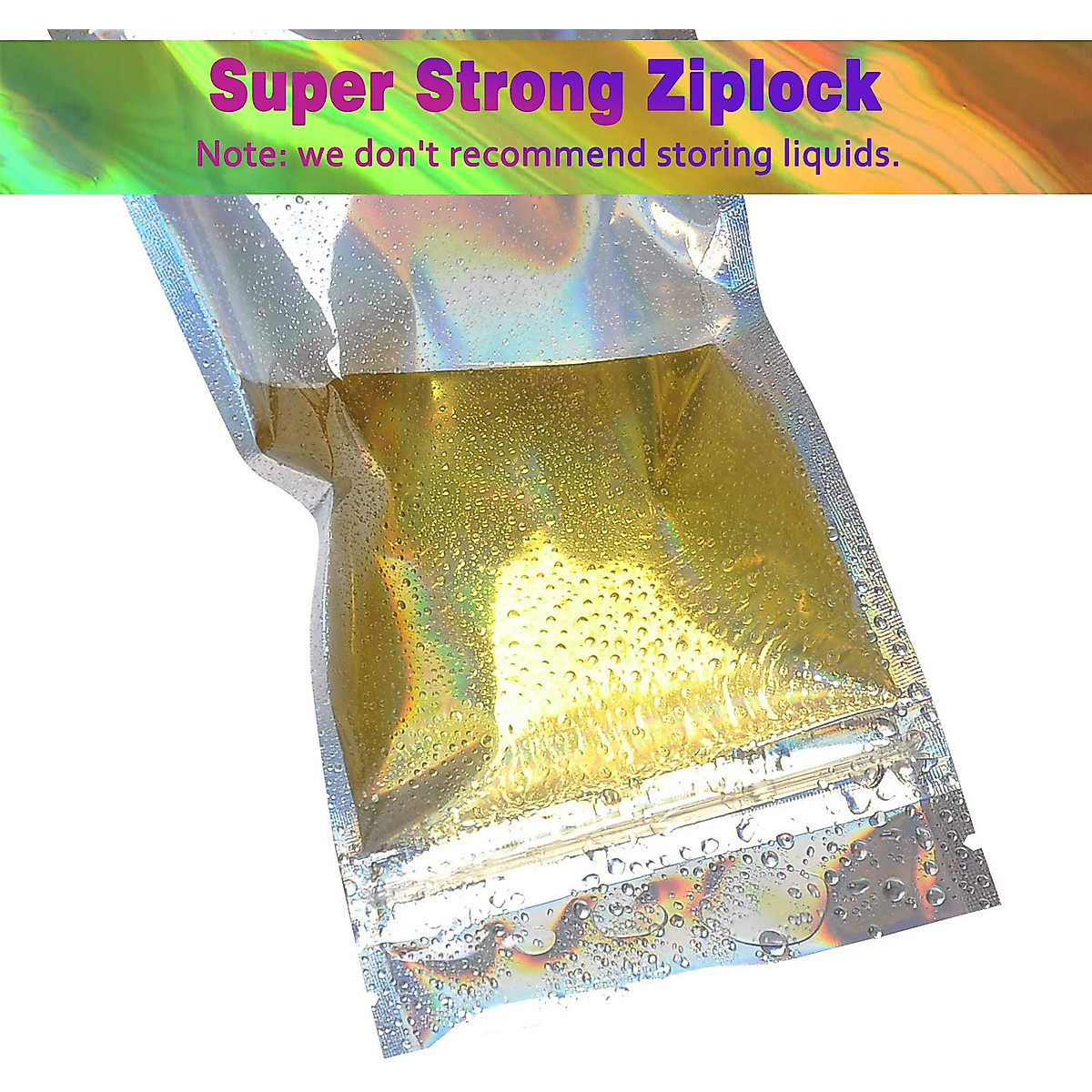 100pcs Holographic Bags Foil Pouch Bag with Zip Lock Resealable Packaging Supplies Decorative Ziplock Bag for Jewelry Lip Gloss Cookie Shipping (Holographic, 2.75"Wx3.94"L)