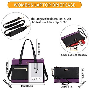 Nerlion Laptop Bag for Women 15.6 Inch Laptop Tote Bag Leather Computer Briefcase for Women Shoulder Bag Office Bag for Women (Purple)