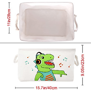 KAZULO Dinosaur Baskets Set, Kids hampers, Dinosaur laundry Basket, Dinosaur clothes Hamper with Handles, Dino Decor, Dinosaur Stuf, Book Storage Bins for kids (Dino Bundle)