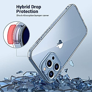 Imguardz Compatible with iPhone 13 Pro Clear Case with 2 Pack Tempered Glass Screen Protector, Hybrid Shockproof Protective Phone Case Slim Thin Cover for iPhone 13 Pro 6.1 inch 2021 (Clear)