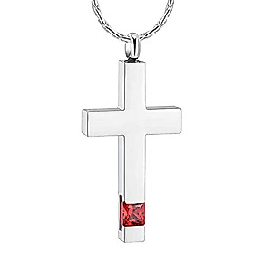 BLNETU Urn Ashes Necklace with Crystal Pendant Keepsake Pet Dog Ashes Holder Stainless Steel Gift Cremation Memorial