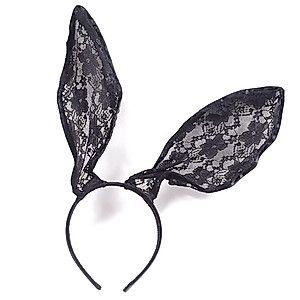 Aceorna Lace Hairband Black Cat Ears Hair Hoop Sexy Bunny Ear Headband Party Decoration Headdress Cosplay Headwear Costume Hair Accessories for Halloween,Christmas,Masquerade,Nightclubs
