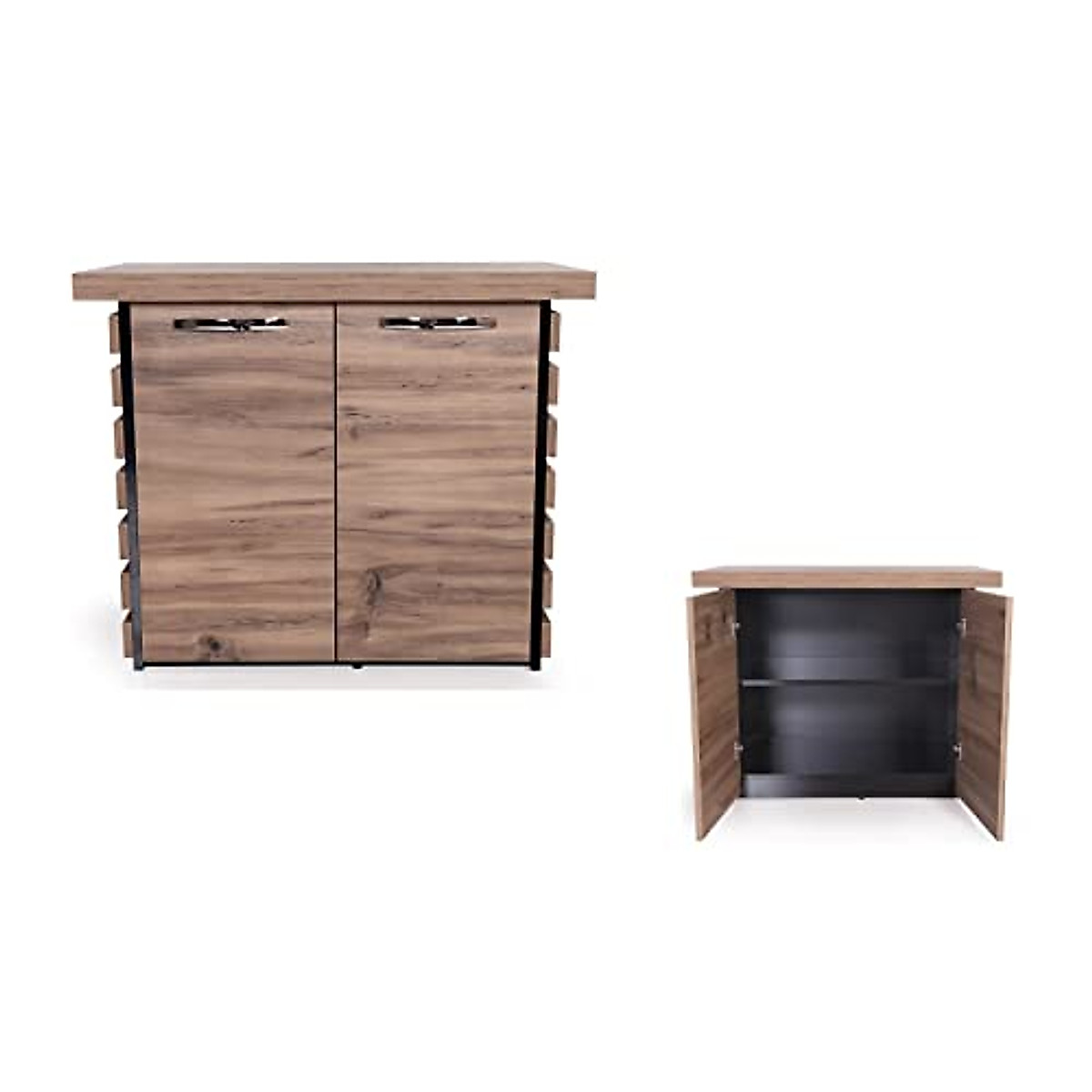 Casa Mare 87" Wood Office Furniture Set of 4pcs | Executive Desk w/Leather Pad | Large Storage Cabinet w/Chrome Handles & Legs | Modern File Cabinet | Coffee Table | Sturdy Farmhouse Home Workstation