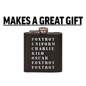 Rogue River Tactical Funny Foxtrot Off Military Acronym Joke Stainless Steel Hip Flask Premium Matte Black Makes a Great Gift For Him Dad Father Veteran