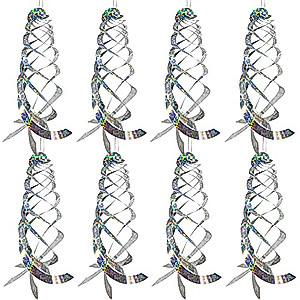 Sfcddtlg, 8 PCS Bird Spiral Hanging Reflectors-15.8 Inch Outdoor Hanging Reflective Device-Garden Decoration to Prevent Birds from Entering The House Garden Swimming Pool