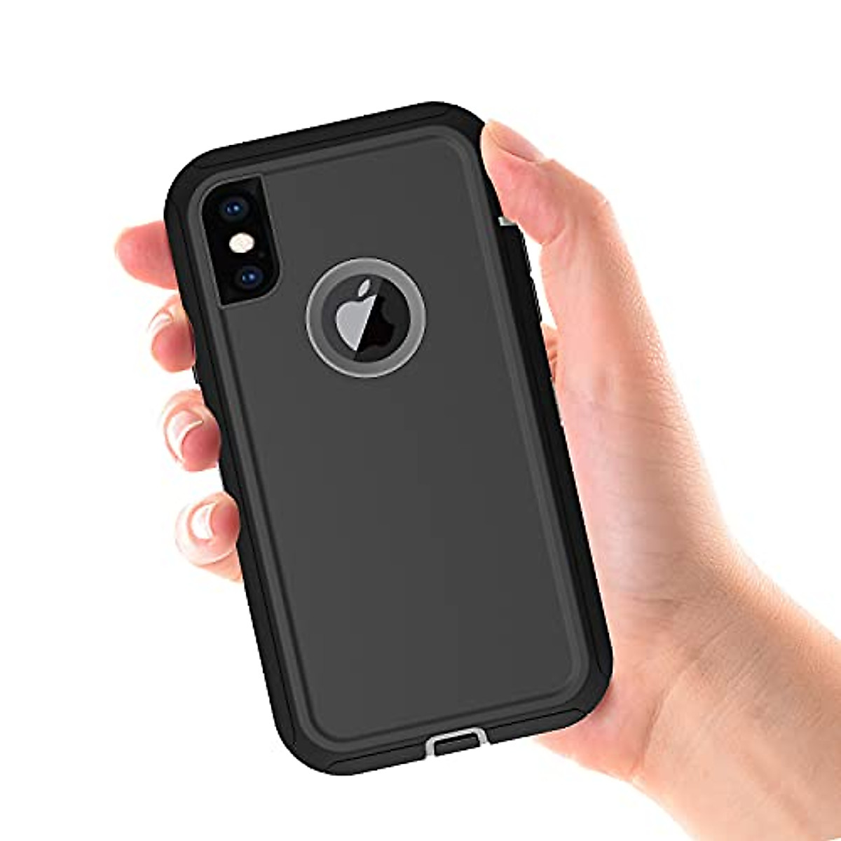 Wedall for iPhone Xs & iPhone X Case, with 2 x Screen Protector [Shockproof] [Drop Proof] [Dust Proof] Heavy Duty 3-Layer Rugged Protective Defender Cover for Apple iPhone Xs/iPhone X (Black & Gray)