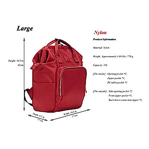 Kah&Kee Nylon Backpack Diaper Bag with Laptop Compartment Waterproof Work Travel School for Women Man (Wine)