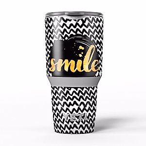 Design Skinz Smile Sketch on Foil - Skin Decal Vinyl Wrap Kit Compatible with The Yeti Rambler Cooler Tumbler Cups