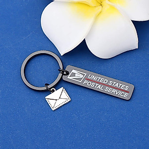 FAADBUK Post Office Keychain Postman Gift Postal Jewelry Gifts for Postal Staff (Post Office K-Black)