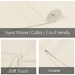 HXJDCL Farmhouse Kitchen Runner Rug 2'x 6',Cream Cotton Woven Washable Bedroom Runner Rug Reversible Hallway Rug Boho Laundry Room Rug for Living Room Sink Area Rug